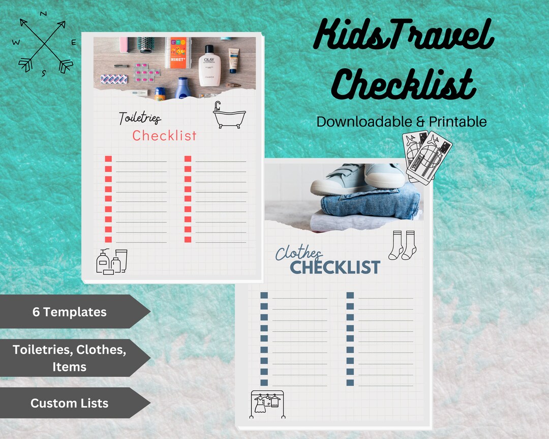 Kids Travel Checklist, Travel Checklist, Kids Checklist Template ...
