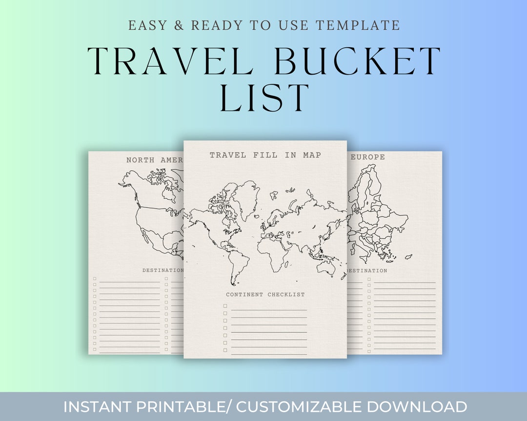 Travel Bucket List Printable, World Map Scratch Off, Wanderlust List ...