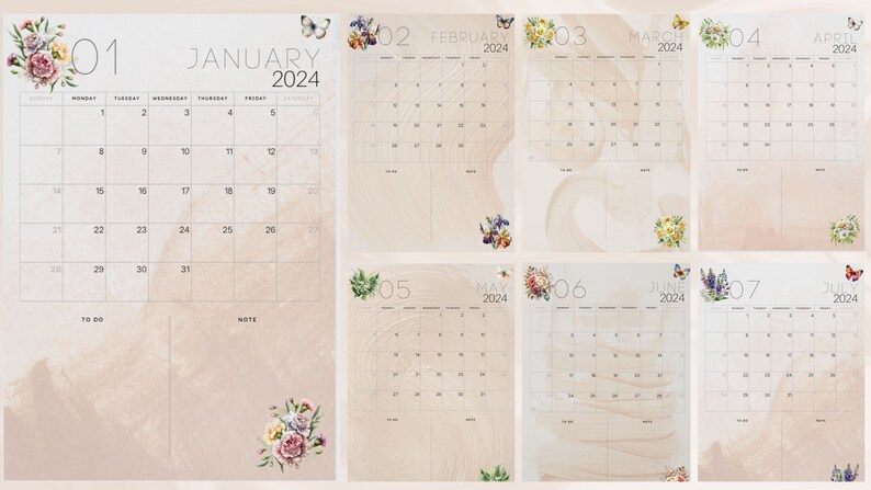 INSTANT Digital Download - 2024 Birth Flower Calendar - Etsy