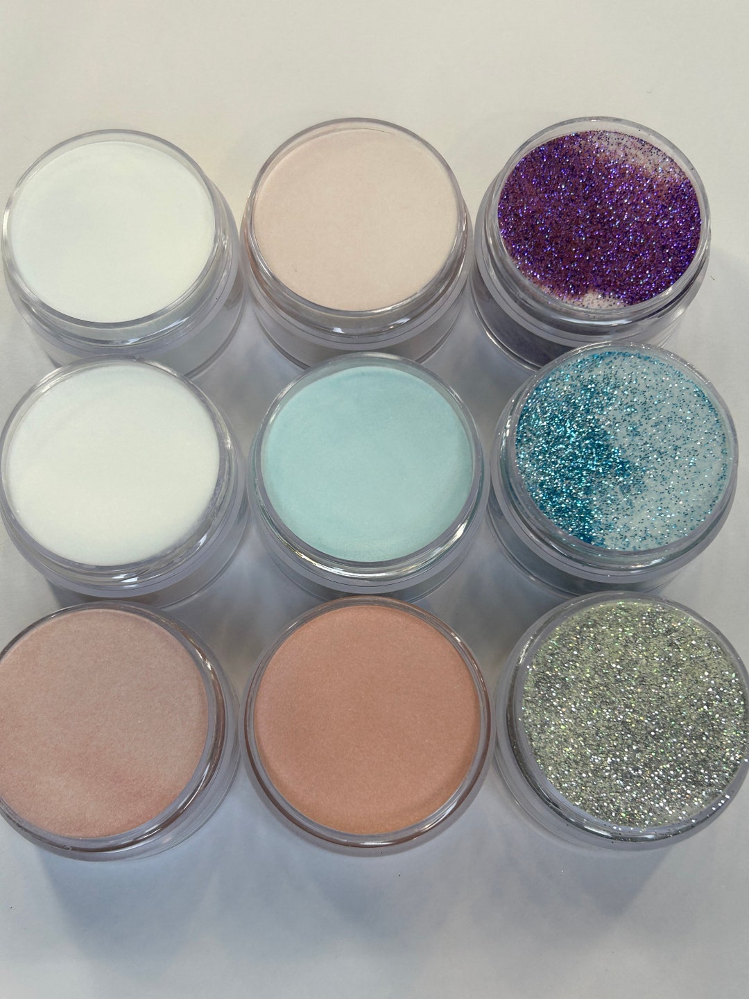 Acrylic Powder Sample Box / Acrylic Powders/ 9 Sample Sizes/3 Glitter ...