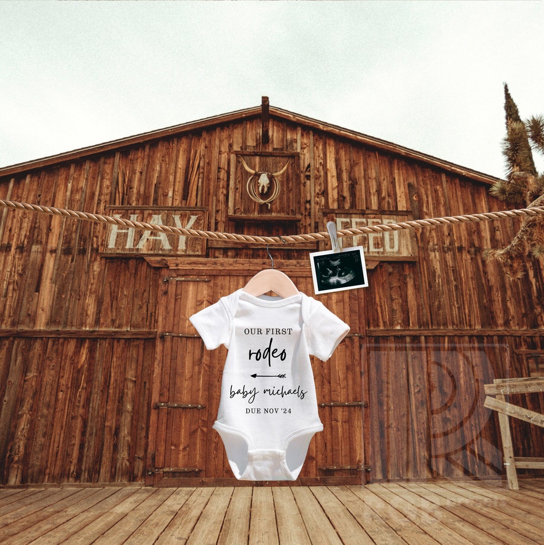 Western Pregnancy Announcement Digital First Rodeo Baby Reveal Ranch ...