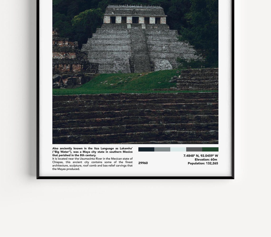 Palenque Poster Palenque Print Palenque Wall Art Chiapas Poster Chiapas ...
