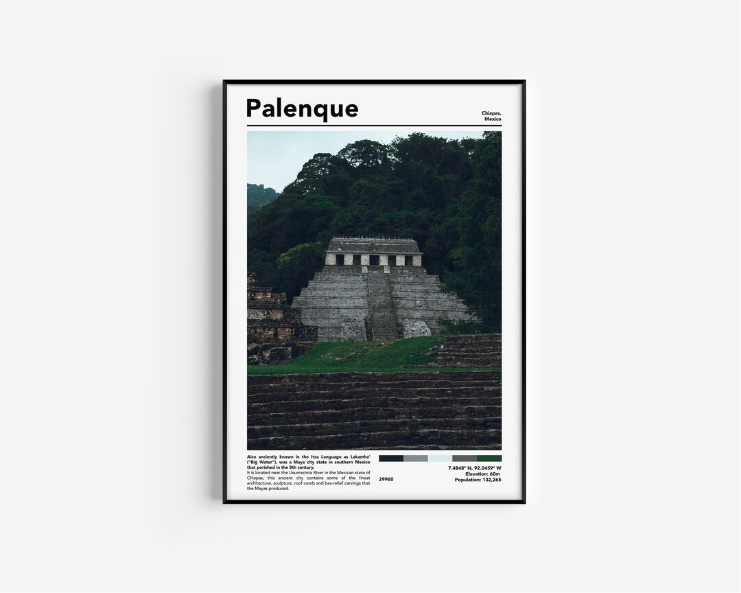 Palenque Poster Palenque Print Palenque Wall Art Chiapas Poster Chiapas ...
