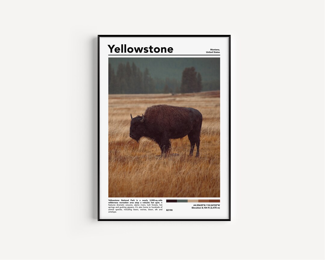 Yellowstone Poster Yellowstone Wall Art Print Yellowstone Print ...