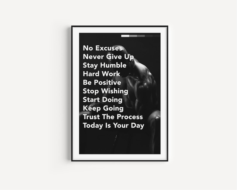 Motivational Gym Wall Art, Boxing Poster, Fitness Gift, Weight Lifting ...