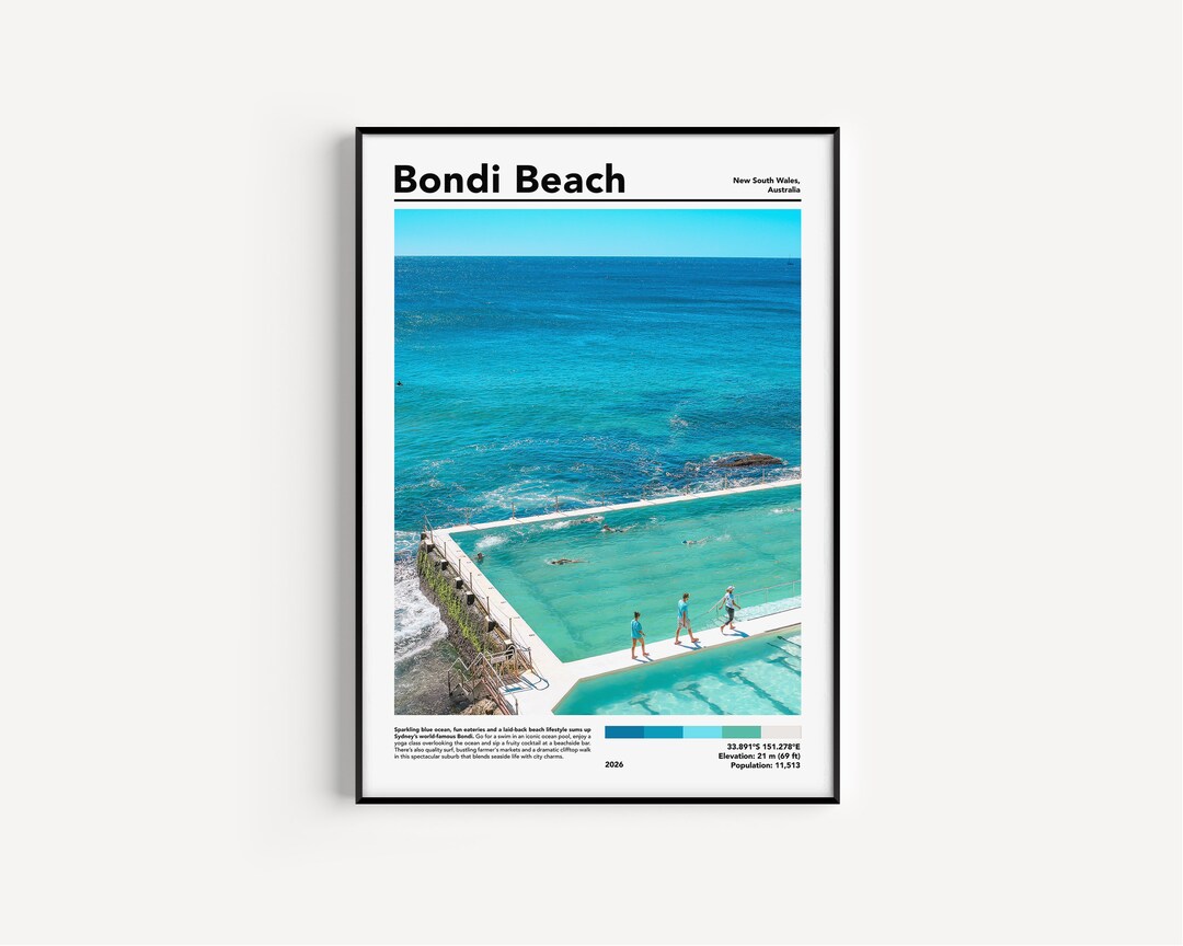 Bondi Beach Poster Bondi Beach Print Bondi Beach Wall Art Australia ...