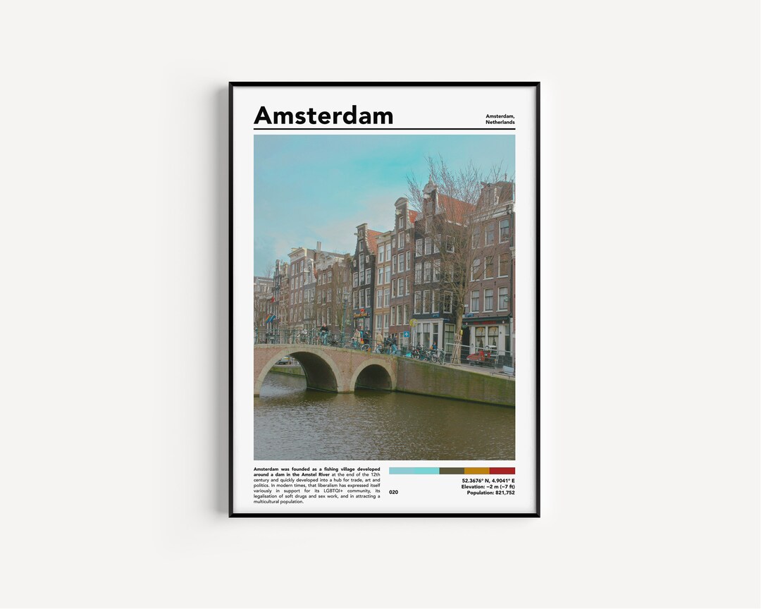Amsterdam Travel Poster Amsterdam Print Netherlands Wall Art ...