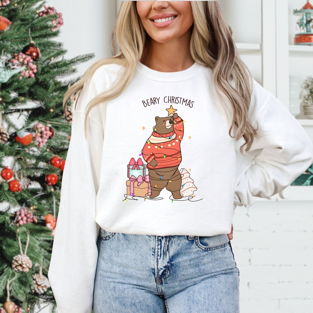 Beary Christmas Sweatshirt, Brown Bear Christmas Crewneck, Bear Lovers ...