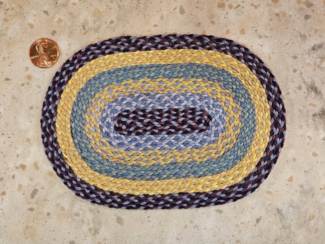 Dollhouse Miniature Rug, New 1:12 Hand Braided Miniature Rug, 6 X 4 1/4 ...