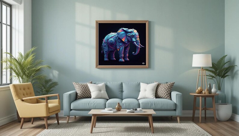 Geometric Elephant Art Print: Abstract Metallic Nursery Decor - Etsy