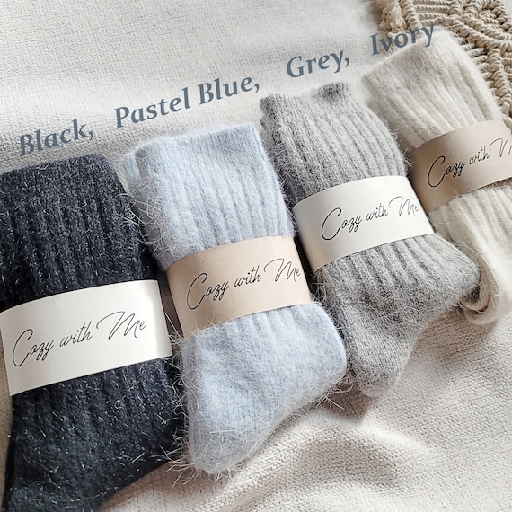 ANGORA Winter Fuzzy Sock luxe Fabrics Comfie Sock women Premium Soft Winter Thick Socks good for Christmas Gift for Her Etsy