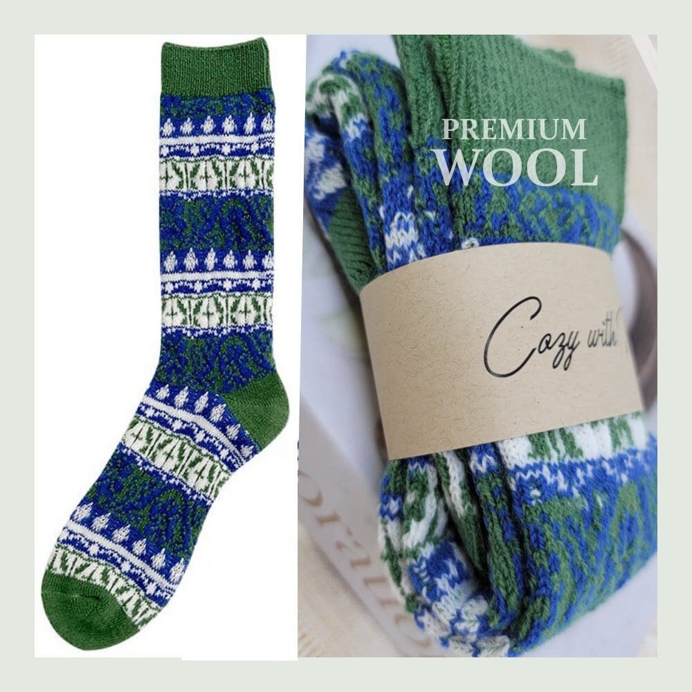 Winter Green Wool Socks *luxe Fabrics Comfie Sock *women Premium Soft ...