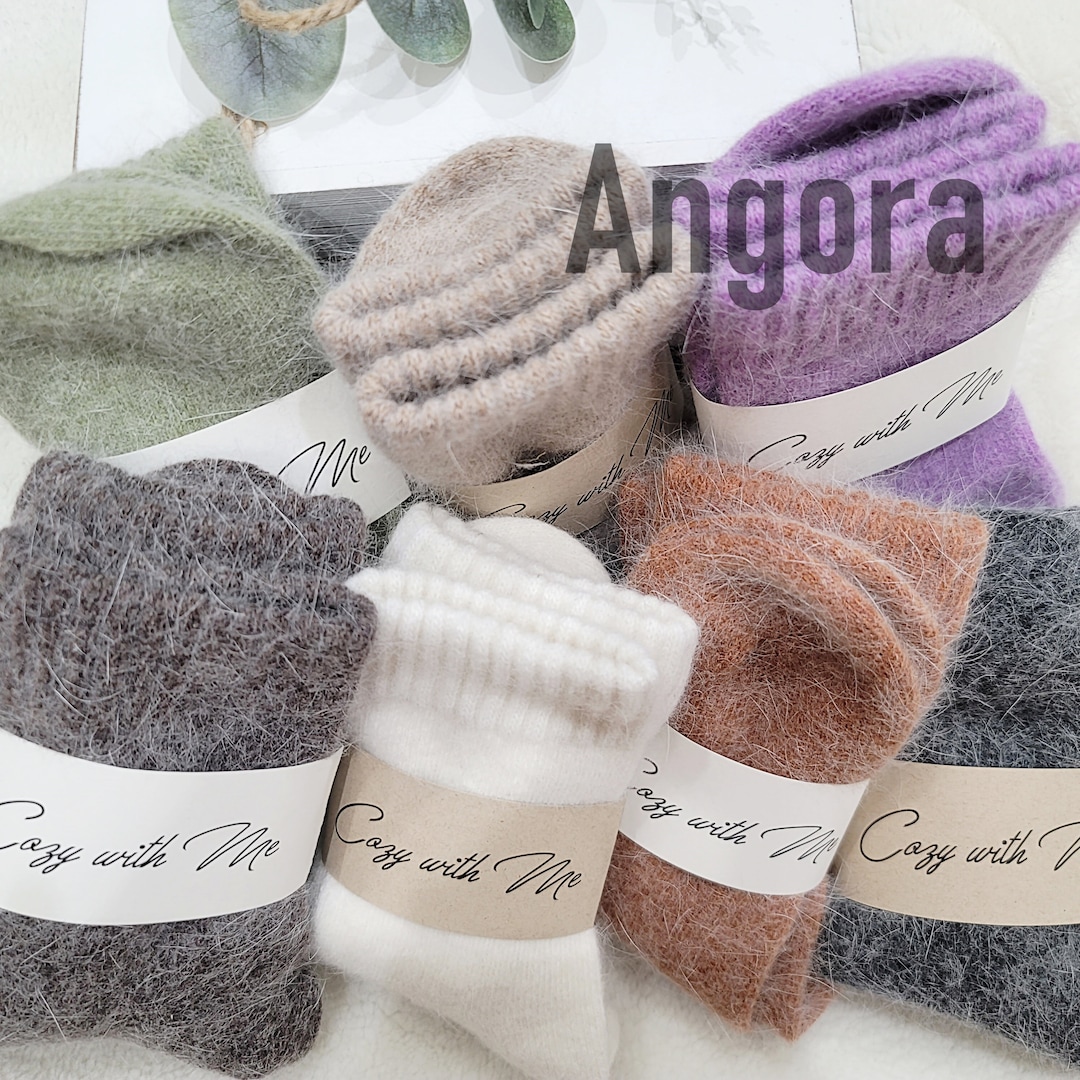Angora Wool Fuzzy Luxury Warm Socks *luxe Fabrics Comfie Sock *women ...