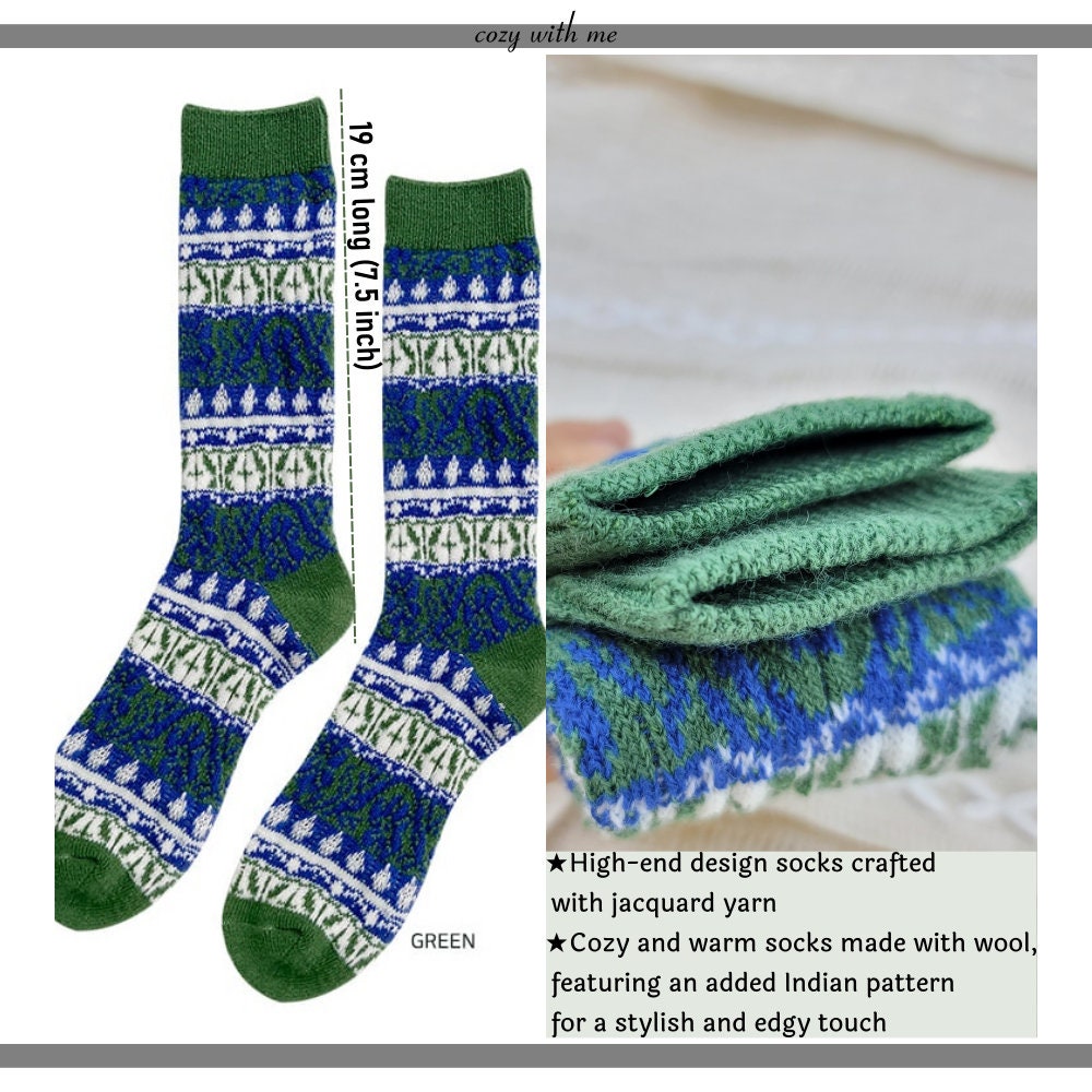 Winter Green Wool Socks *luxe Fabrics Comfie Sock *women Premium Soft ...
