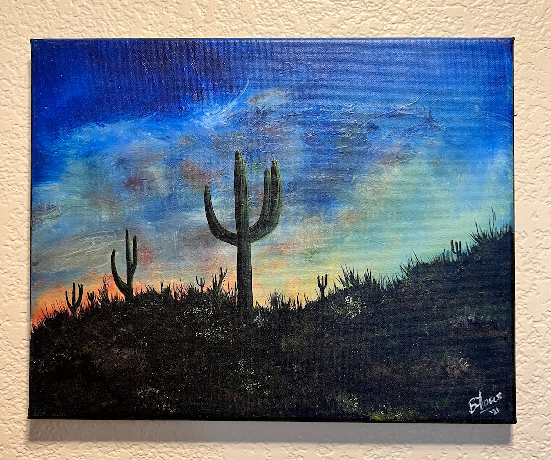 Original Artwork: Sunset in the Sonoran Desert Painting - Etsy