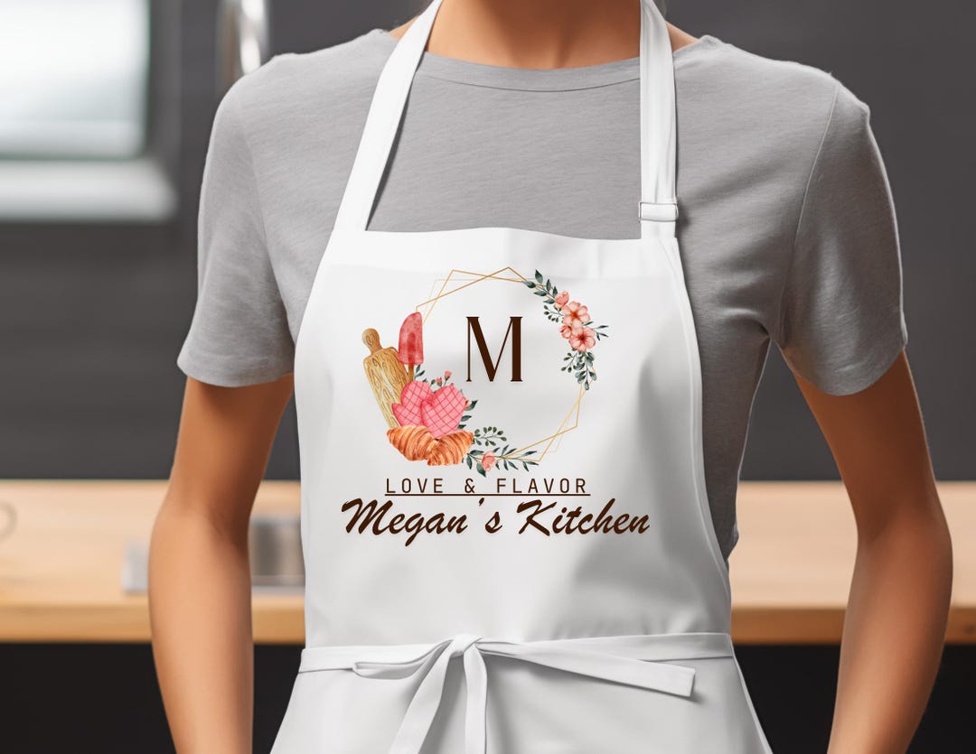 Personalized Initial Apron: Custom Letter Monogram, Ruffled Kitchen ...