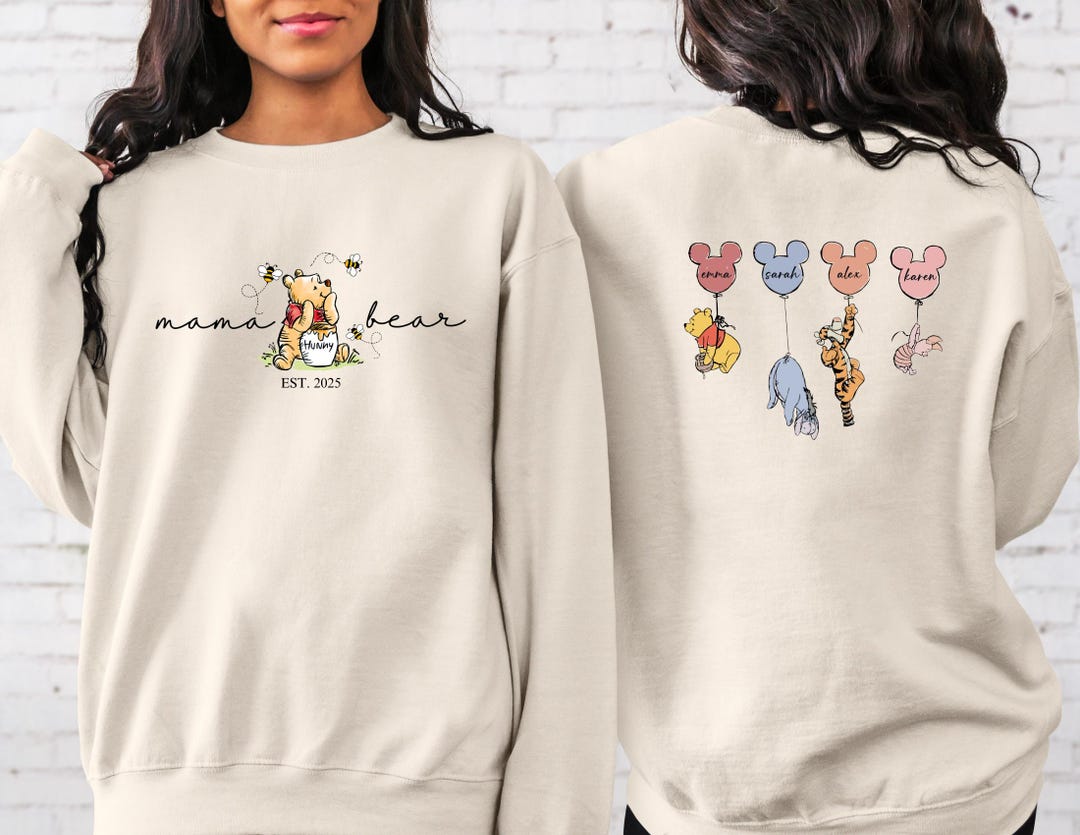 Personalized Mama Bear Winnie Sweatshirt, Custom Mama Bear Sweatshirt ...