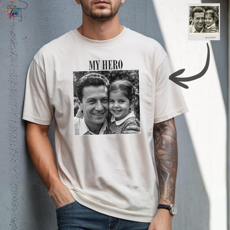 Personalized Photo Dad Shirt, Custom Comfort Colors Hero Tee (est 2026 ...