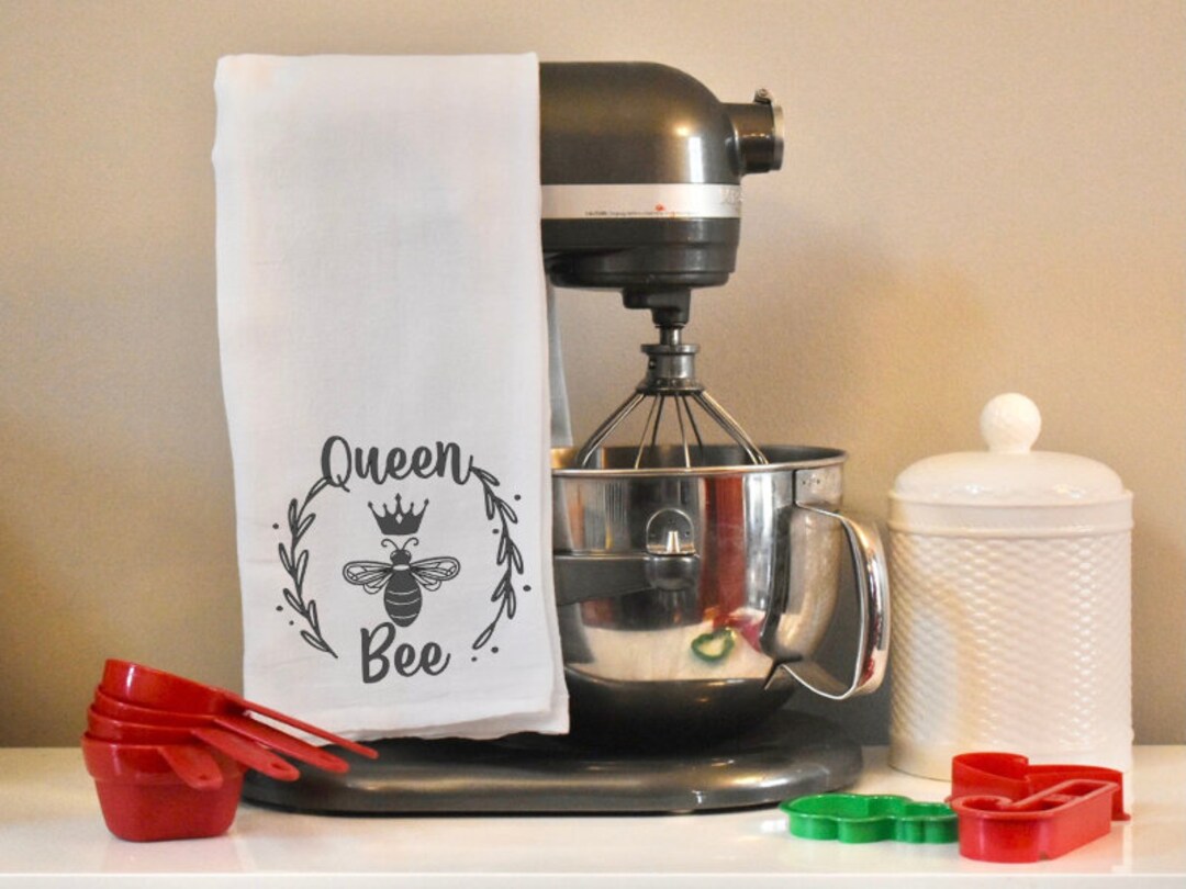 Queen Bee Kitchen Towel: Farmhouse Decor, Red Stripe Cotton - Etsy