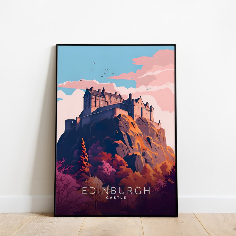 Edinburgh Castle Scotland, Landmark Travel Art Digital Download ...