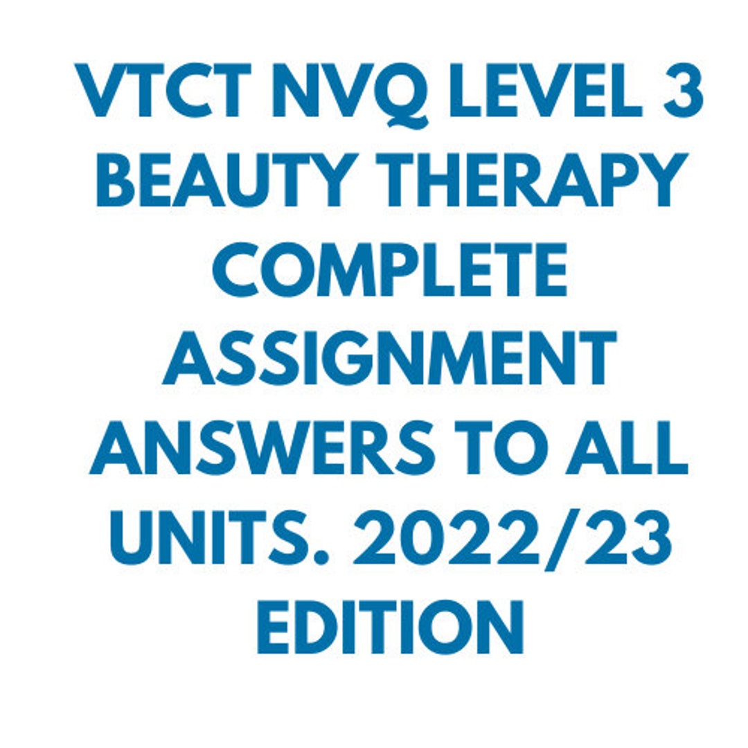 Vtct Nvq Level 3 Beauty Therapy Completed Coursework Etsy