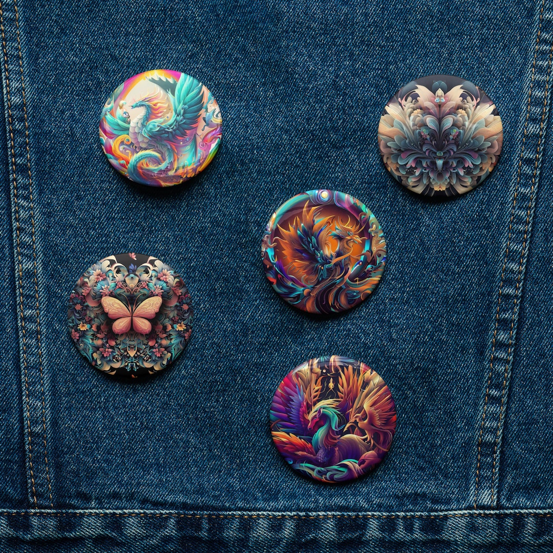 Mythical Creatures of the Ethereal Realm Pin Set: Set of 5 Enchanting ...