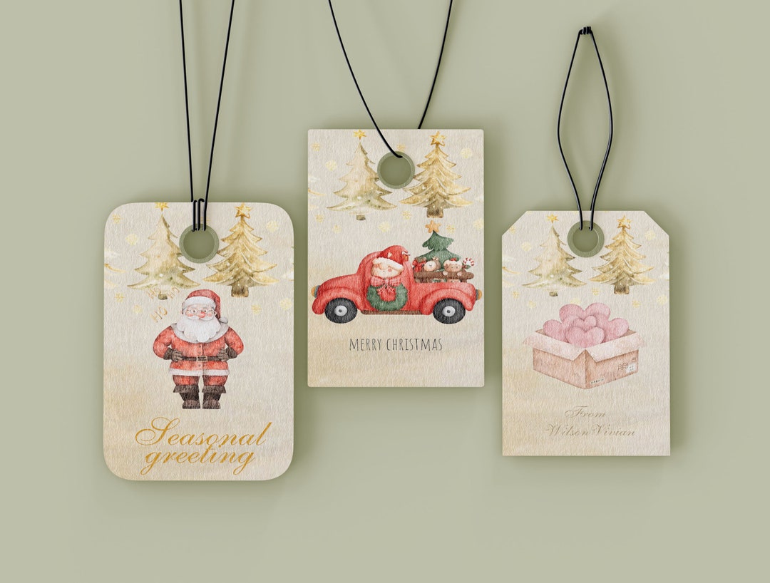 Custom Santa Christmas Gift Tag Template, Printable Holiday Tag ...