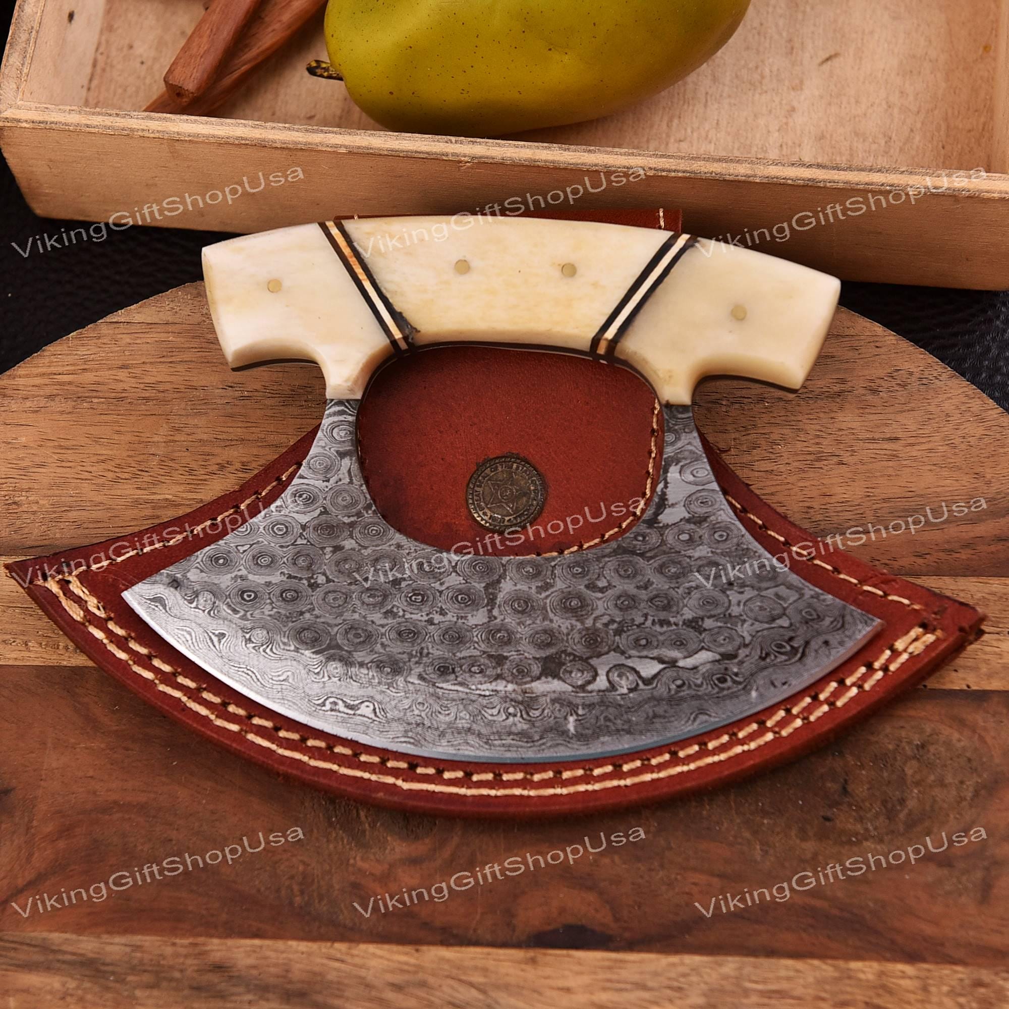 Hand Forged Damascus Steel Ulu Knife, Kitchen Knife, Ulu Chef Knives ...