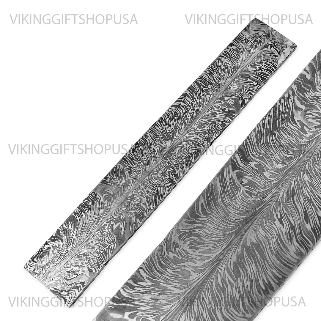 Damascus Steel Mosaic Palm Feather Pattern Billet, Hand Forged Damascus ...