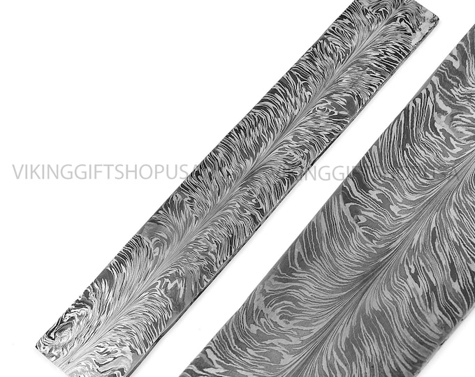 Damascus Steel Mosaic Palm Feather Pattern Billet, Hand Forged Damascus ...