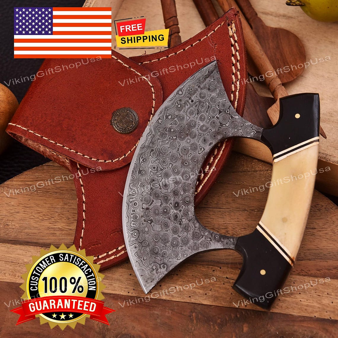 Hand Forged Ulu Knife, Damascus Ulu Knife, Damascus Chef Knives ...