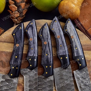 Custom Handmade Damascus Steel 5 Pcs Chef Set, Personalized Chef Set ...