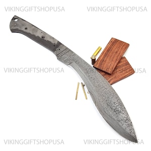Hand Forged Damascus Steel Kukri Knife Making Kit, Damascus Steel Blank ...