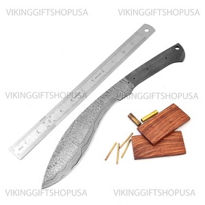 Hand Forged Damascus Steel Kukri Knife Making Kit, Damascus Steel Blank ...