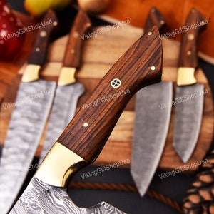 Custom Handmade Damascus Steel 5 Pcs Chef Set, Personalized Chef Set ...