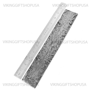 Damascus Steel Mosaic Palm Feather Pattern Billet, Hand Forged Damascus ...