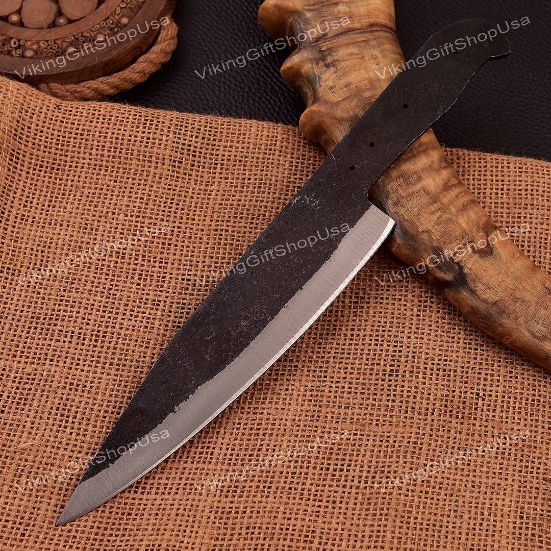 Custom Handmade Carbon Steel Chef Knife Blank Blade, Hand Forged Blank ...