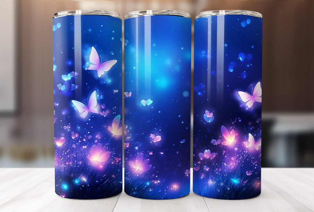 Blue Butterfly Tumbler Wrap, Tumbler Wrap, Sublimation Tumbler, Tumbler ...
