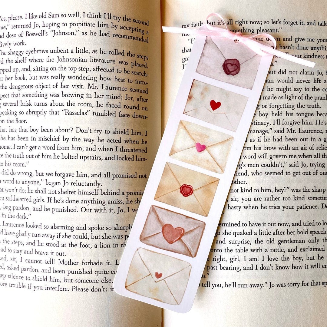 Watercolor-style Love Letter Envelope Customizable Bookmark
