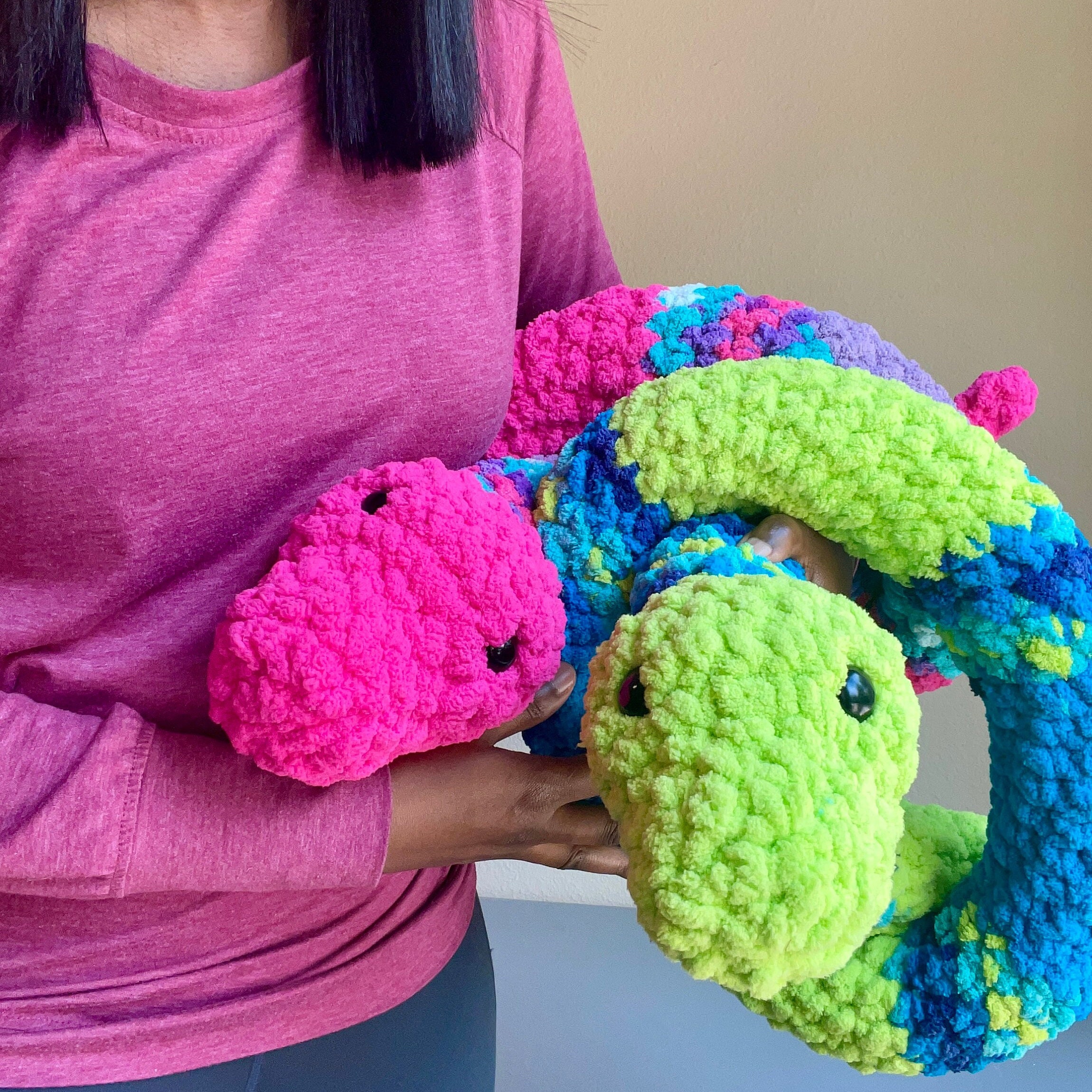 Jumbo Snuggle Snake 6ft Amigurumi Stuffed Animal Large Fluffy Crochet ...