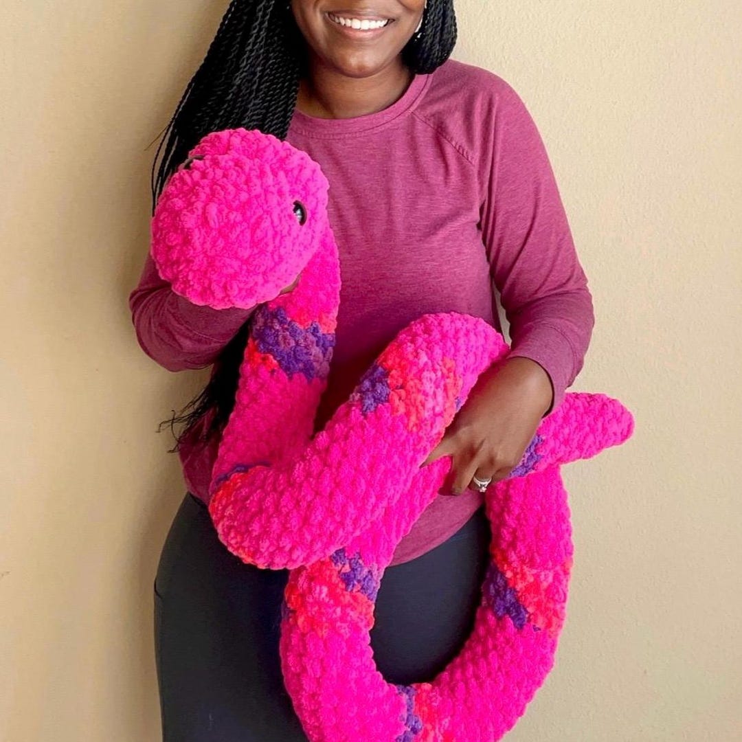 Jumbo Snuggle Snake 6ft Amigurumi Stuffed Animal Large Fluffy Crochet ...
