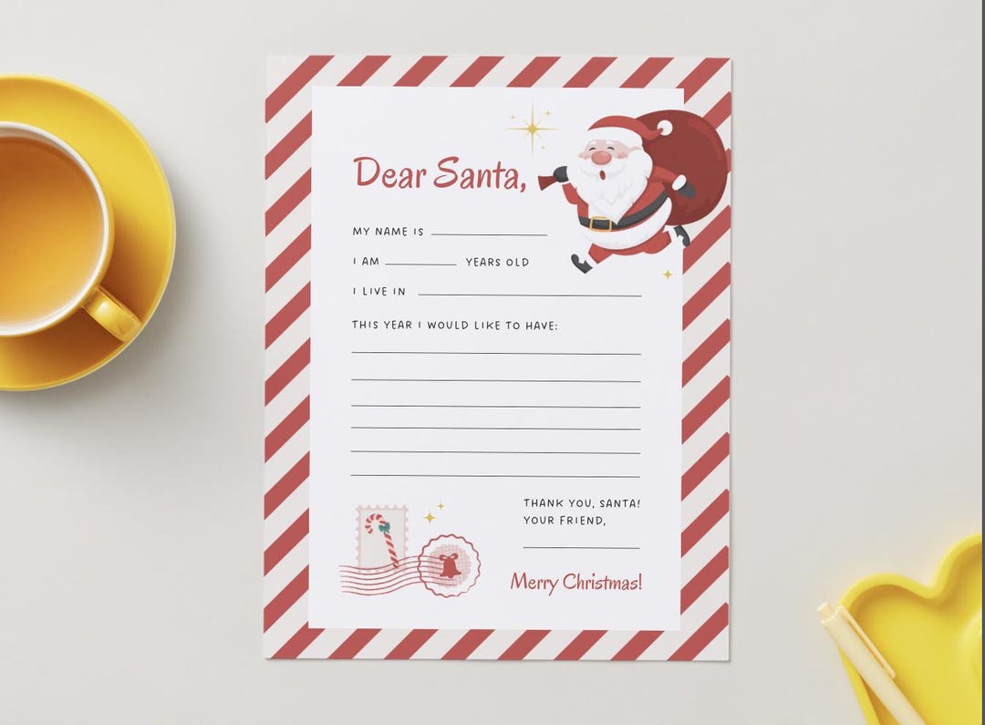 Heartfelt Note to Santa - Printable Letter Template - Etsy