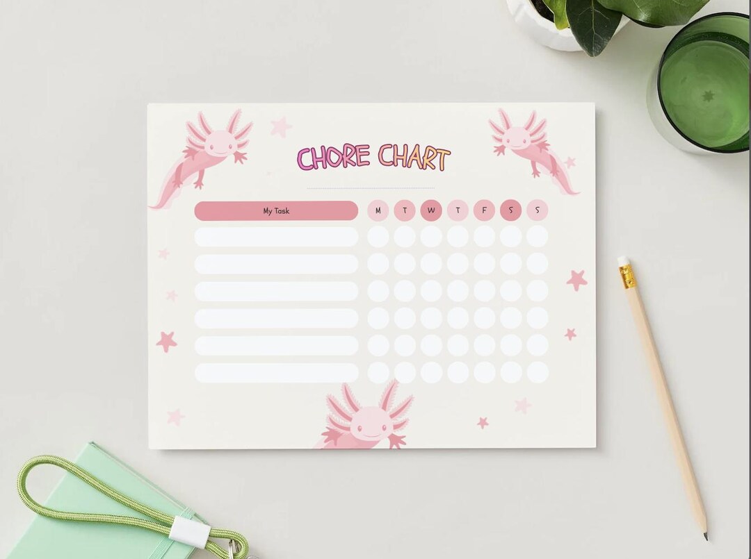 Axolotl Children's Chore Chart - Etsy