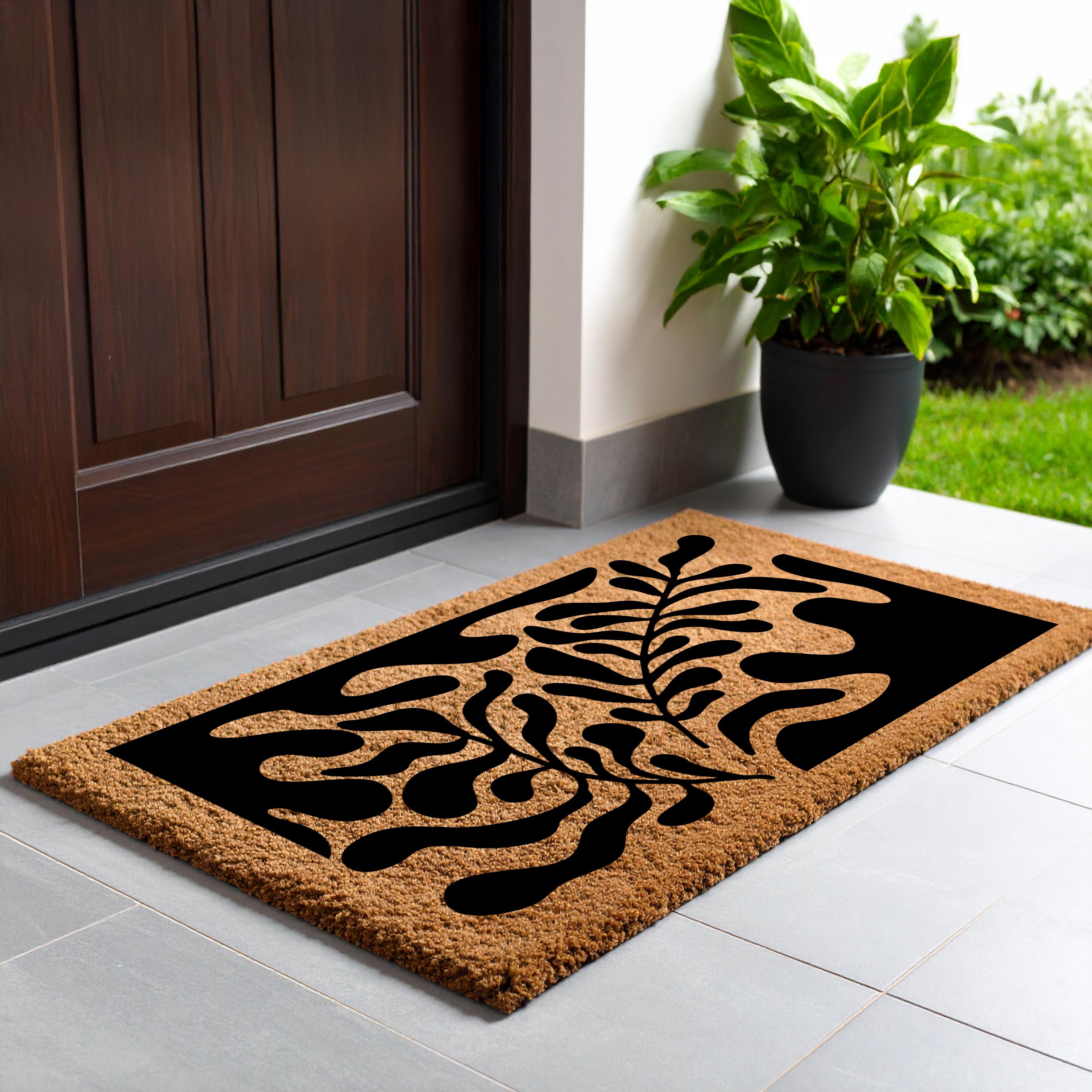 Retro Poppy Coir Doormat: Boho Floral Welcome Mat - Etsy