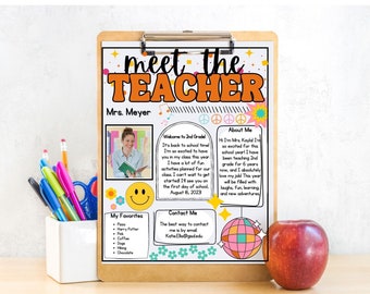 Meet the Teacher Template - Disco - Etsy