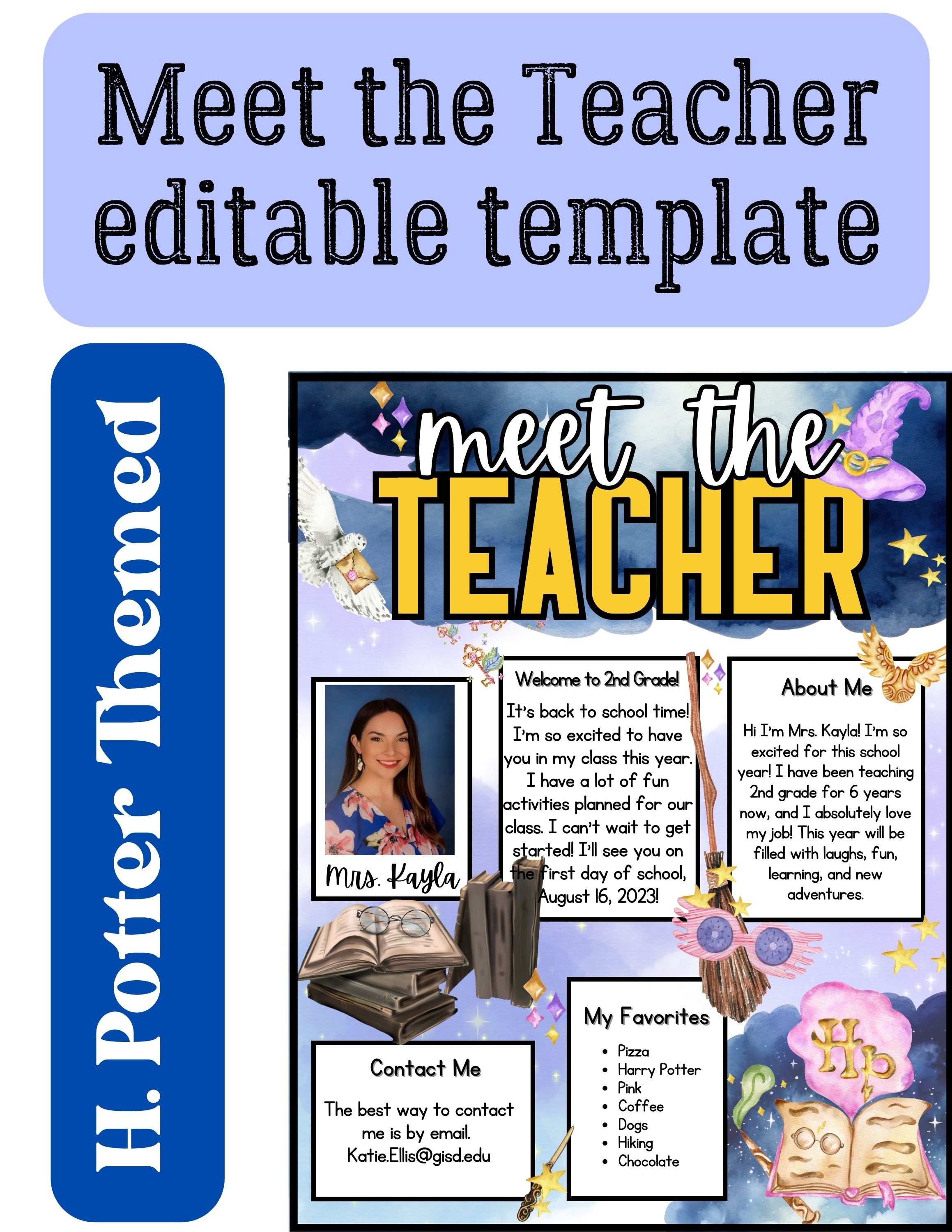Meet the Teacher Editable Template- Wizard, Magical, Witch, Wand, Books ...