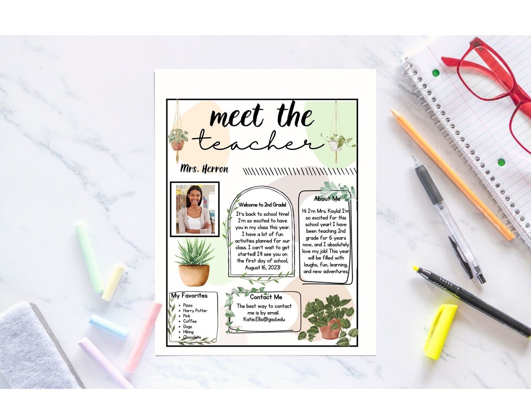 Meet the Teacher Editable Template- Plants, Nature, Botanical - Etsy