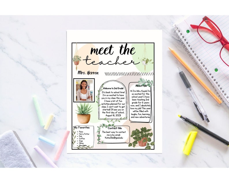 Meet the Teacher Editable Template- Plants, Nature, Botanical - Etsy