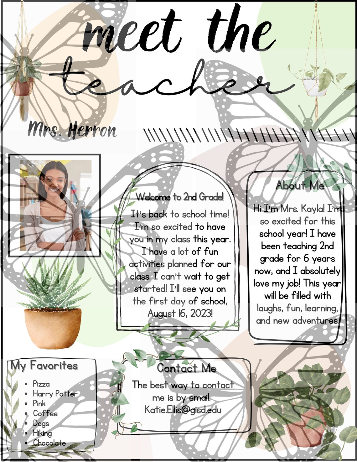 Meet the Teacher Editable Template- Plants, Nature, Botanical - Etsy