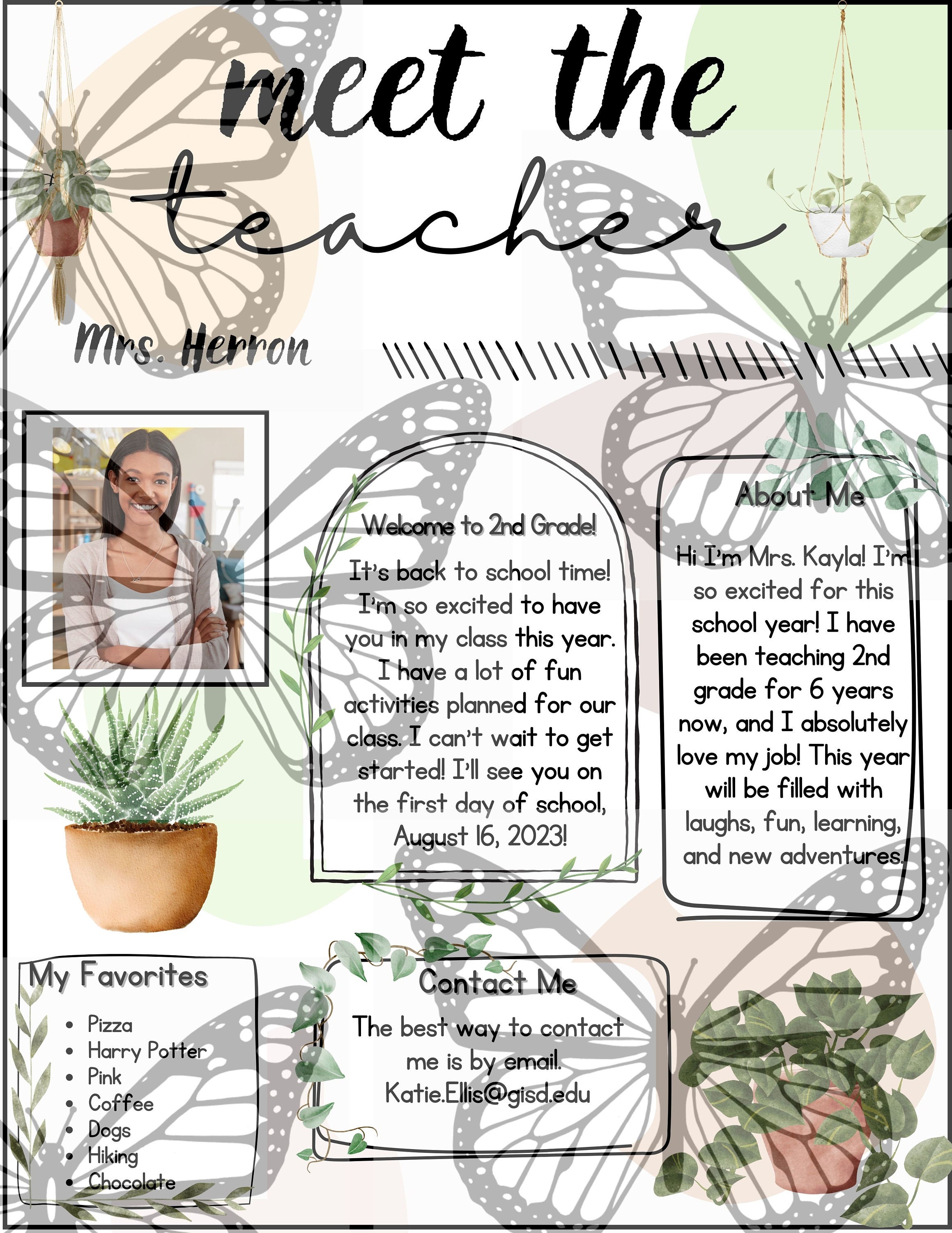 Meet the Teacher Editable Template- Plants, Nature, Botanical - Etsy